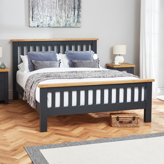 Grey painted bed frame store