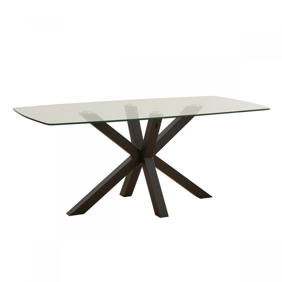 Starburst 180cm Glass Dining Table with Black Legs – 6 to 8 Seater ...