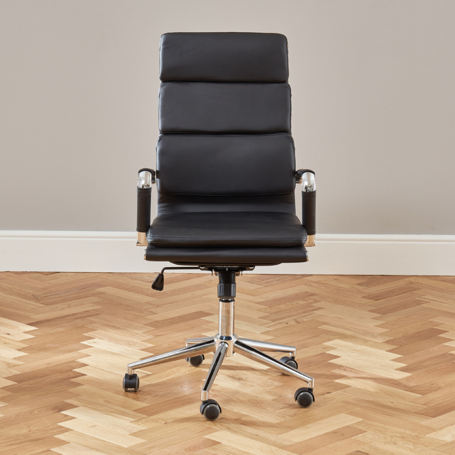 Geo-Glass Large Clear Glass Desk + Designer Office Chair | The ...