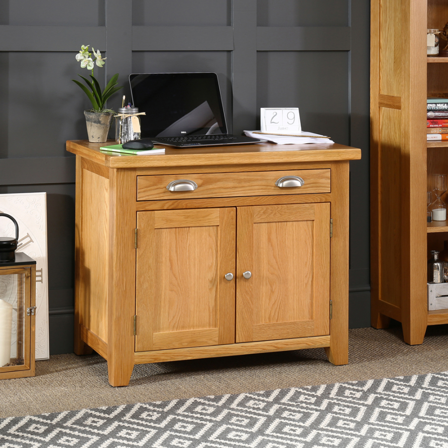 Cheshire Oak Hideaway Home Office Computer Desk | The Furniture Market