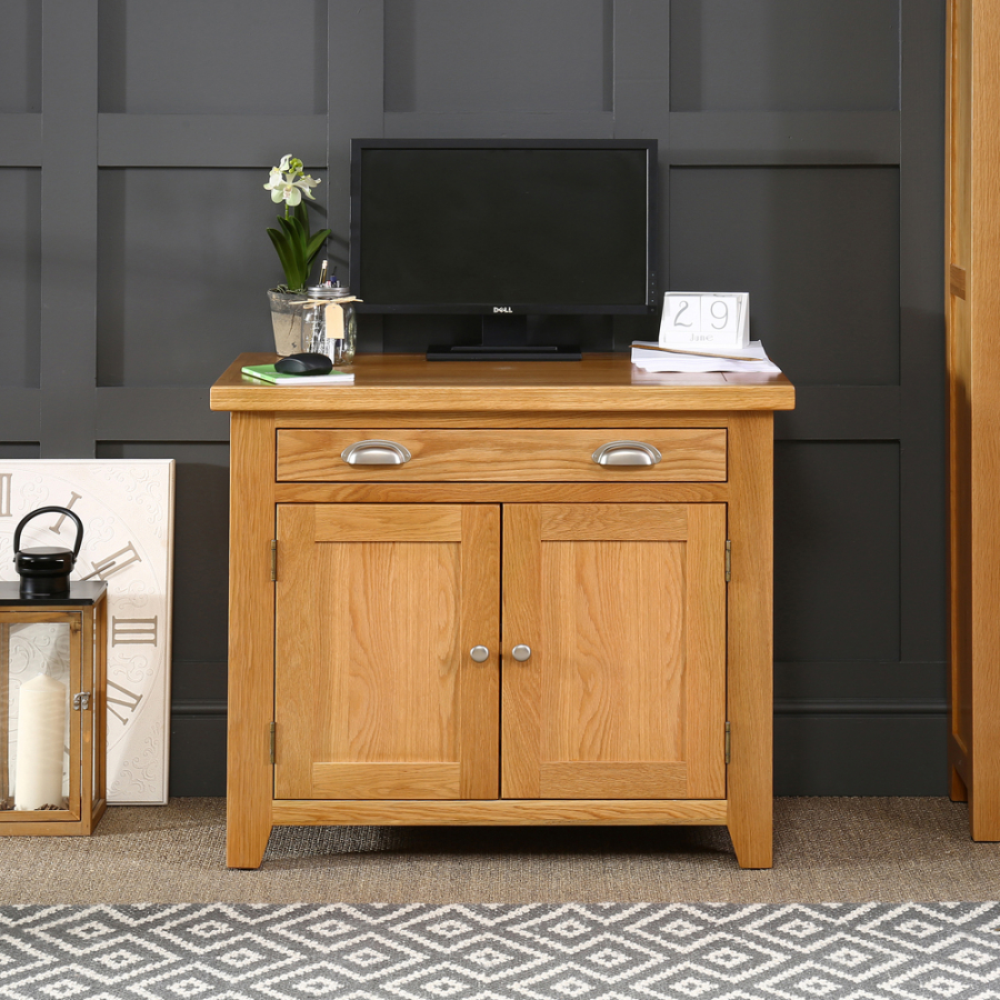Cheshire Oak Hideaway Home Office Computer Desk | The Furniture Market
