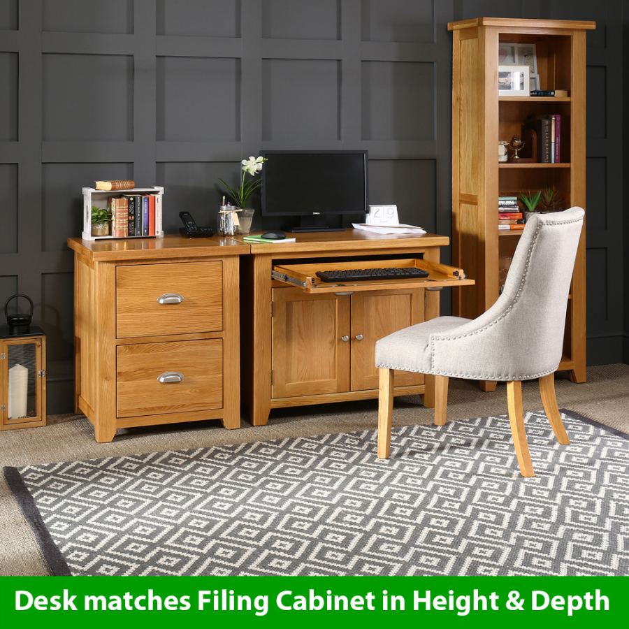 Cheshire Oak Hideaway Home Office Computer Desk | The Furniture Market