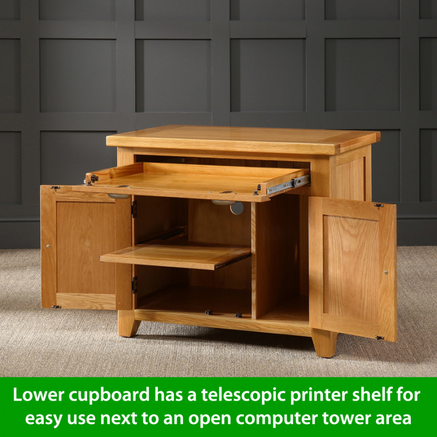 Cheshire Oak Hideaway Home Office Computer Desk | The Furniture Market