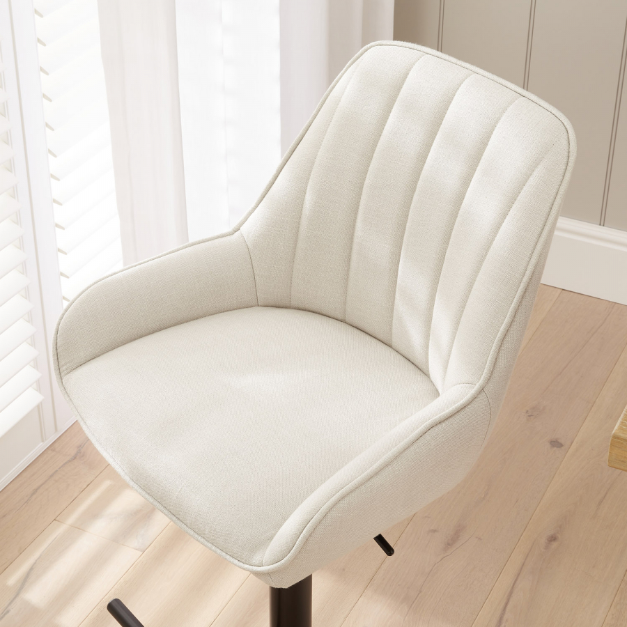 Cooper Natural Linen Fabric Adjustable Height Bar Stool | The Furniture ...