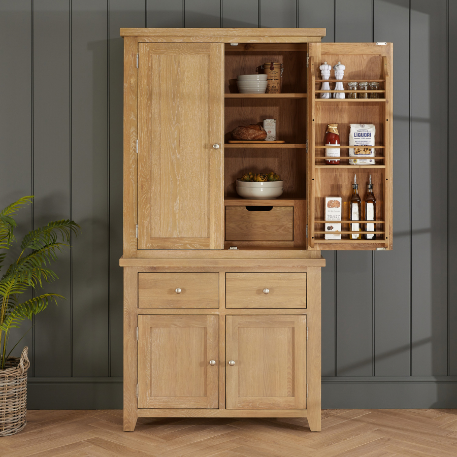 Cheshire Whitewash Oak Double Kitchen Larder Pantry Cupboard | The ...