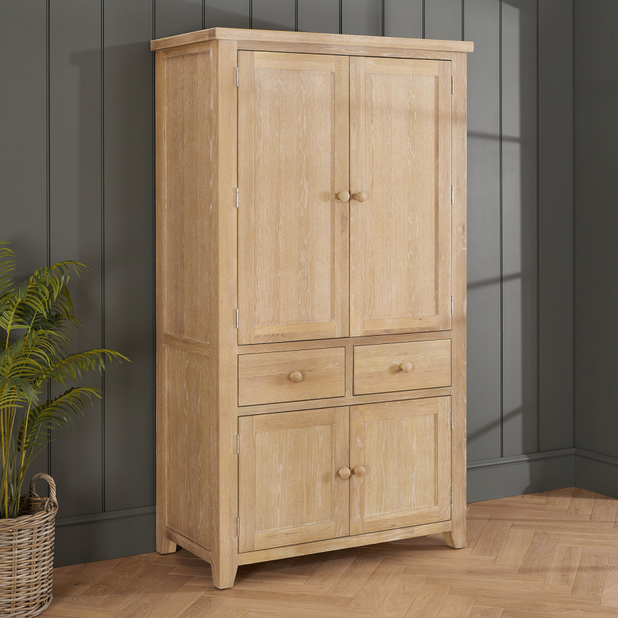 Cheshire Whitewash Oak Double Kitchen Larder Pantry Cupboard | The ...