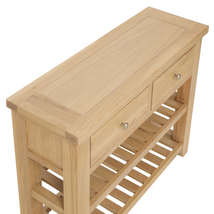 Cheshire Whitewash Oak 2 Drawer Hall Console Table | The Furniture Market