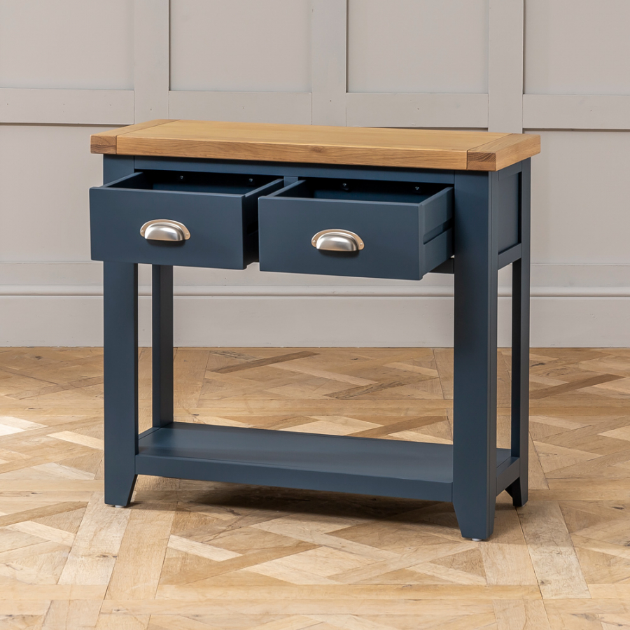 Westbury Blue Painted 2 Drawer Hall Console Table | The Furniture Market