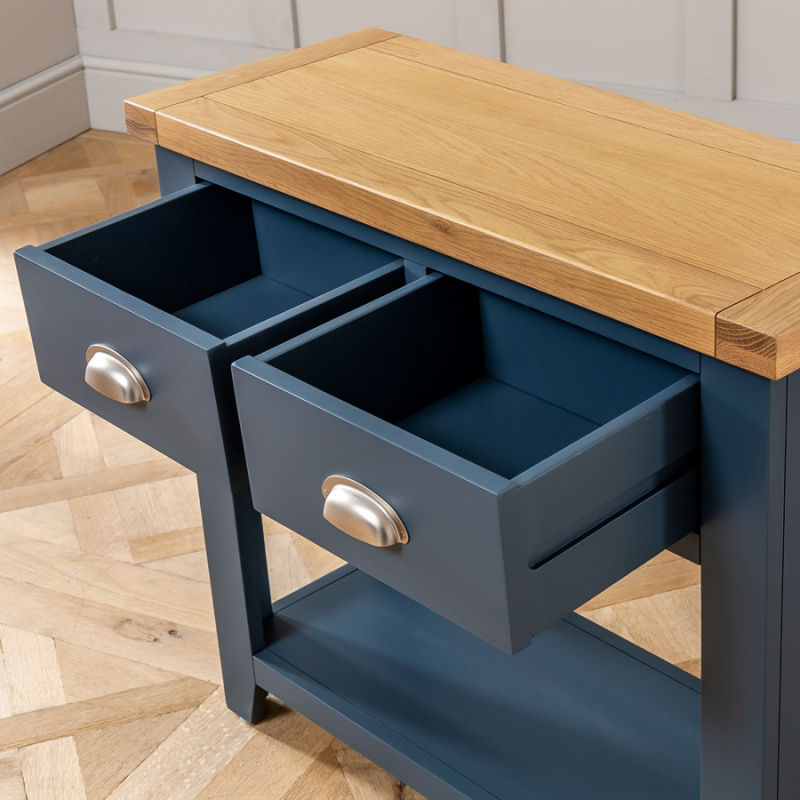 Westbury Blue Painted 2 Drawer Hall Console Table | The Furniture Market