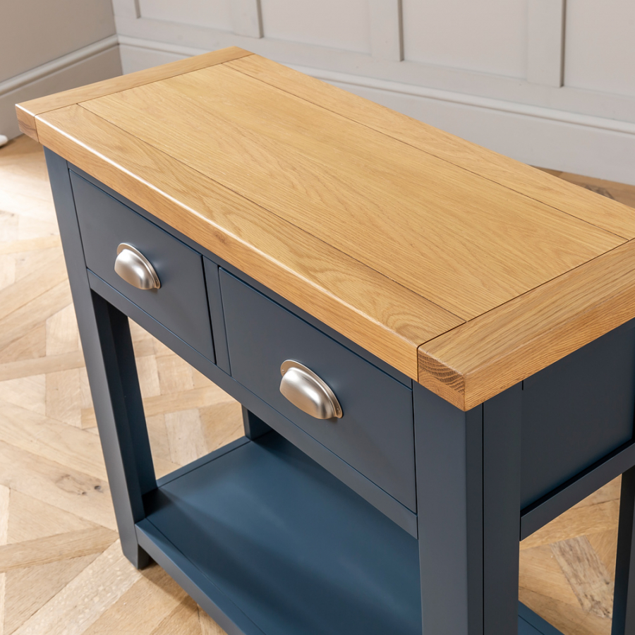 Westbury Blue Painted 2 Drawer Hall Console Table | The Furniture Market