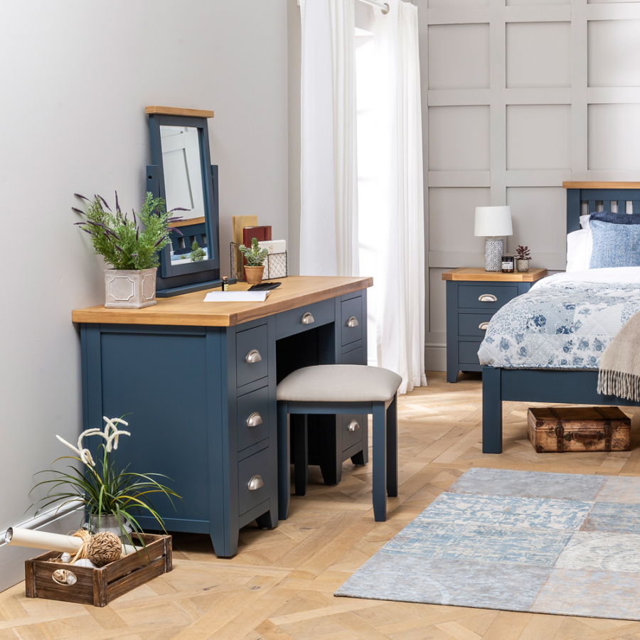 Westbury Blue Painted Twin Pedestal Dressing Table Set with Mirror ...