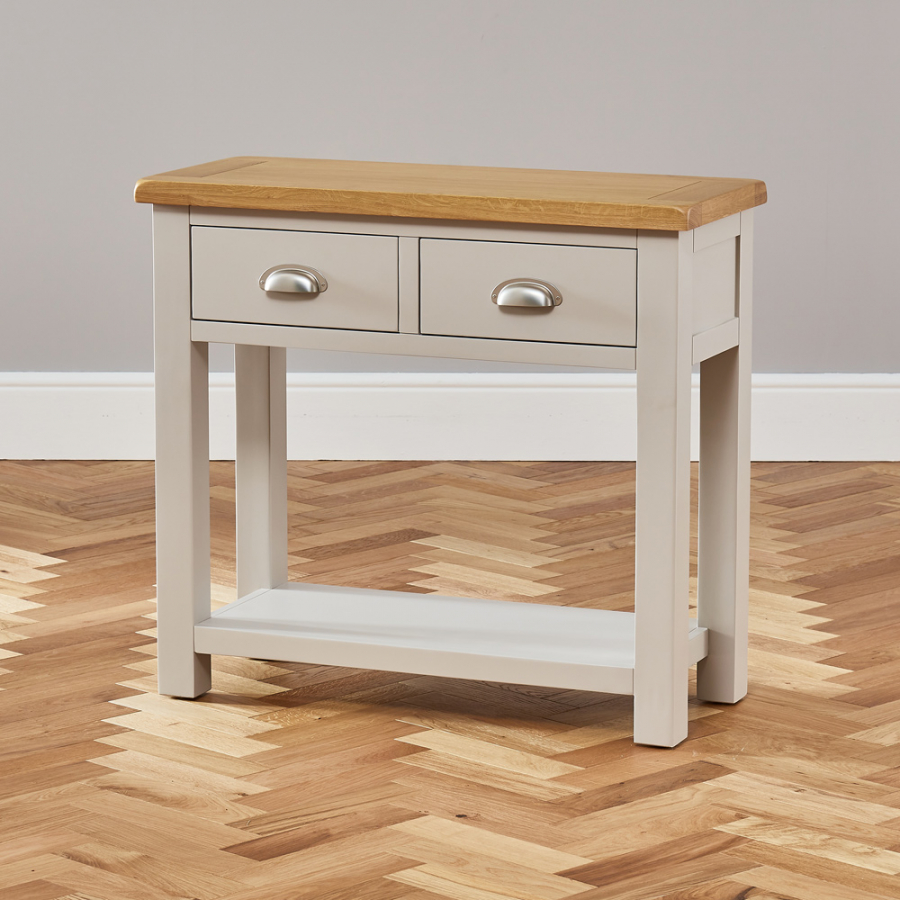 Cotswold Grey Painted 2 Drawer Hall Console Table | The Furniture Market