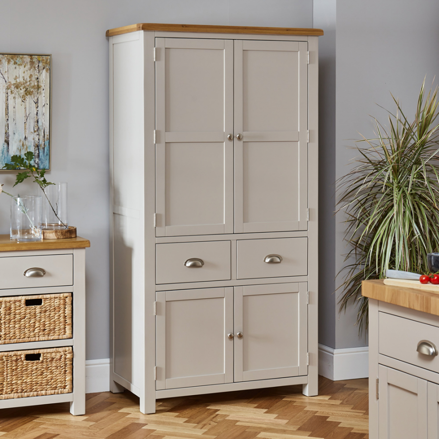 Cotswold Grey Painted Double Kitchen Larder Pantry Cupboard | The ...