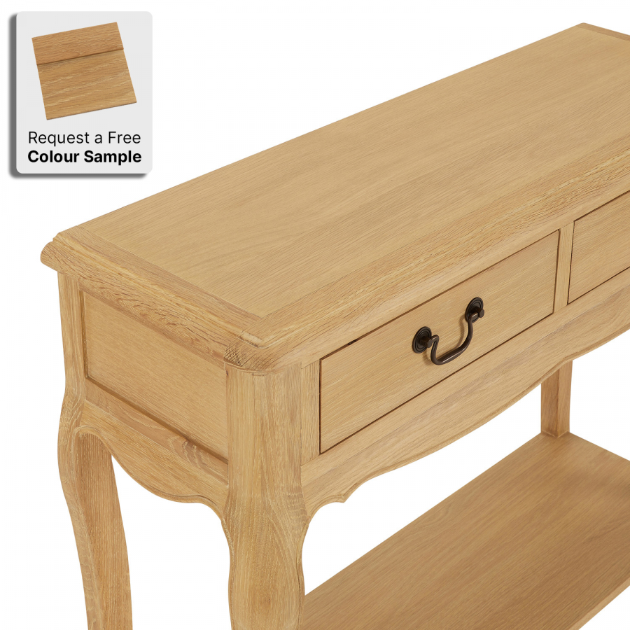 French Chateau Oak 2 Drawer Console Table | The Furniture Market