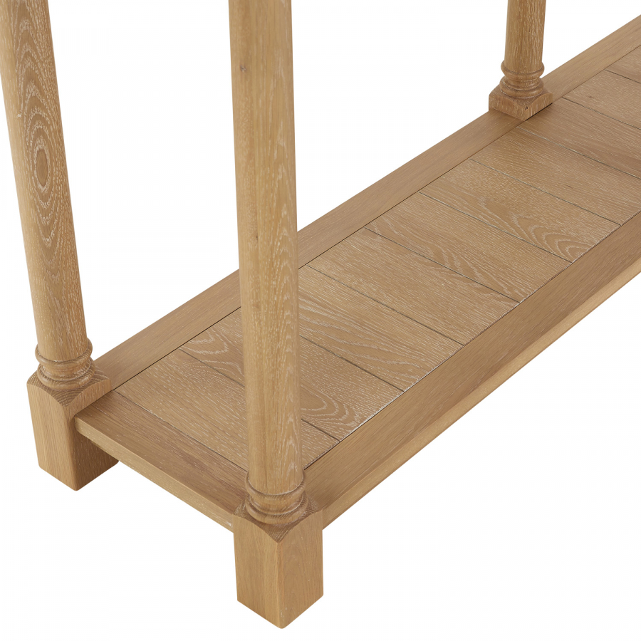 Classic Whitewash Oak Large Double Console Hall Table | The Furniture ...