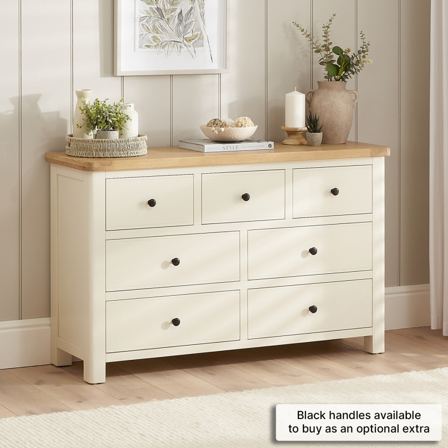 Marbury Cream Painted 3 over 4 Drawer Wide Chest | The Furniture Market