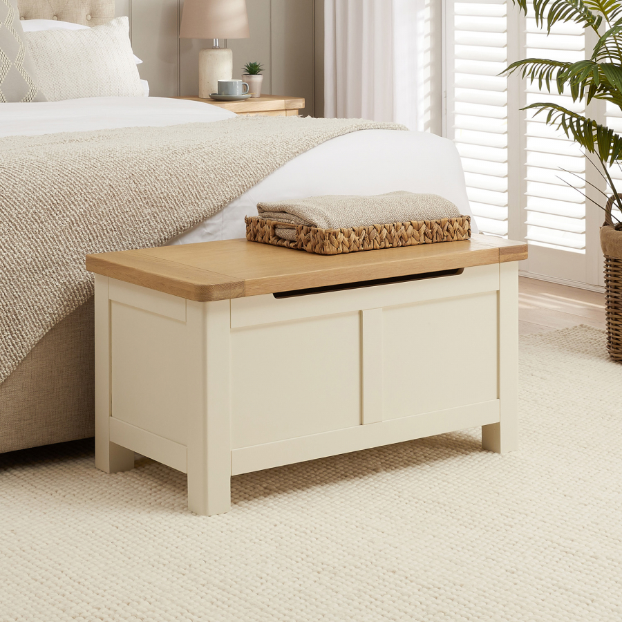 Marbury Cream Painted Blanket Bedding Box | The Furniture Market