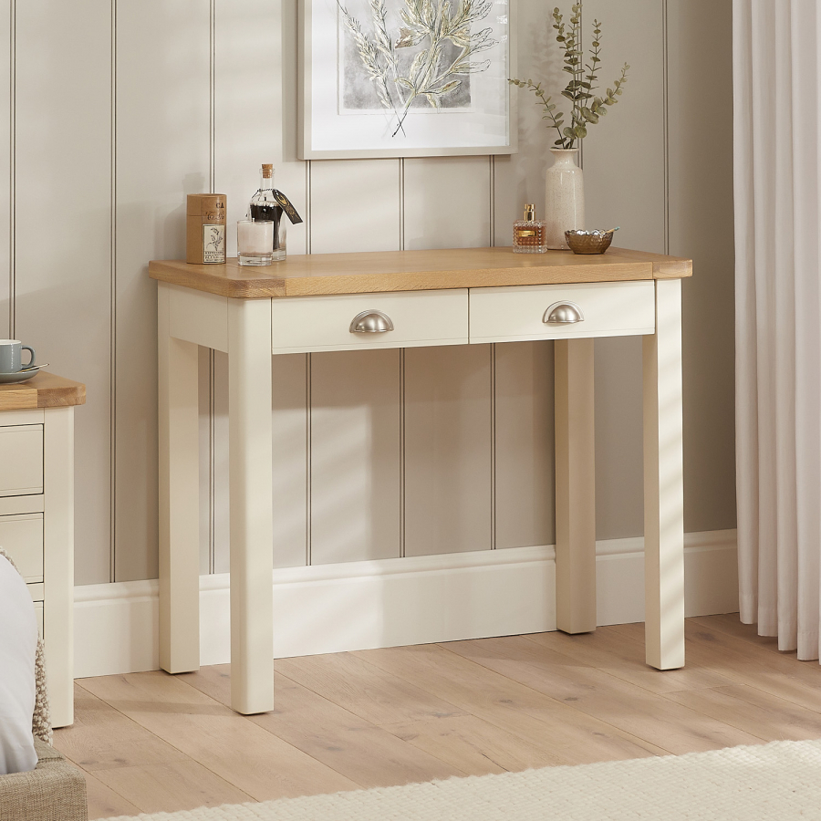 Marbury Cream Painted 2 Drawer Dressing Table Desk | The Furniture Market