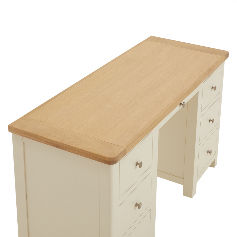 Marbury Cream Painted Twin Pedestal Dressing Table Set with Stool | The ...