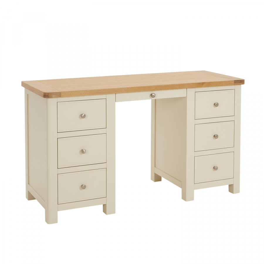 Marbury Cream Painted Large Twin Pedestal Desk | The Furniture Market