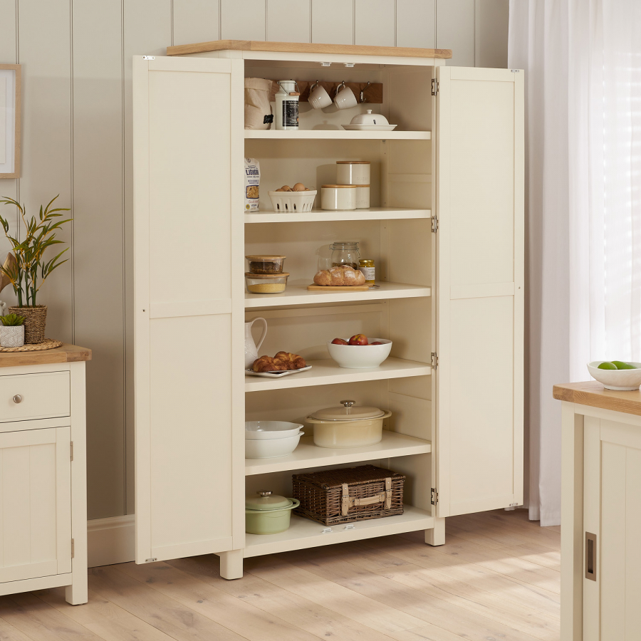 Marbury Cream Painted Double Shaker Kitchen Pantry Cupboard | The ...