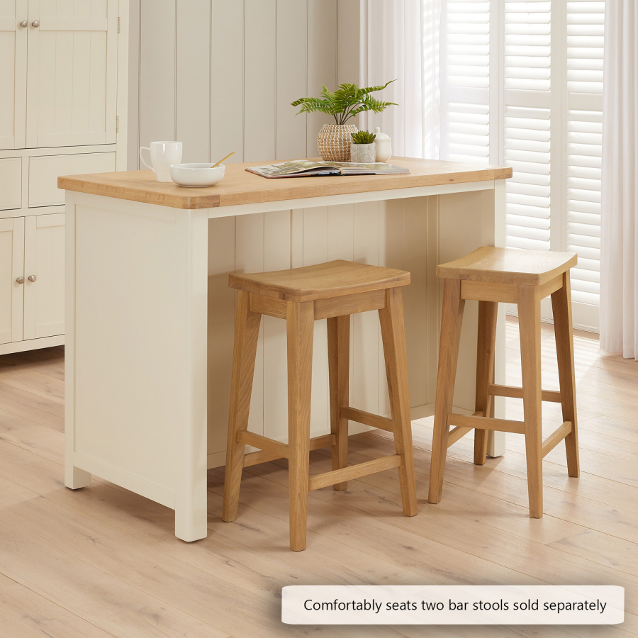 Marbury Cream Painted Kitchen Island Counter with Breakfast Bar Table ...