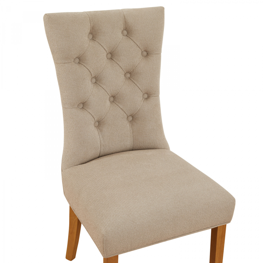 Chester Natural Oatmeal Fabric Dining Chair with Oak Legs | The ...