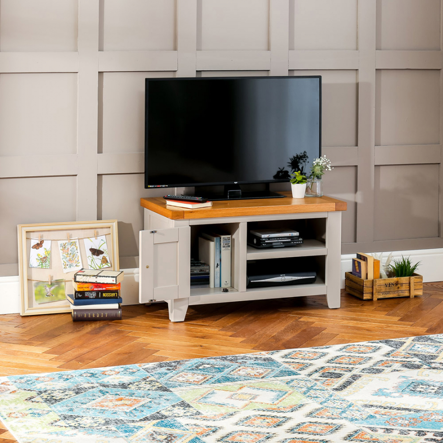 Downton Grey Painted Small TV Unit - Up to 45" TV Size | The Furniture ...
