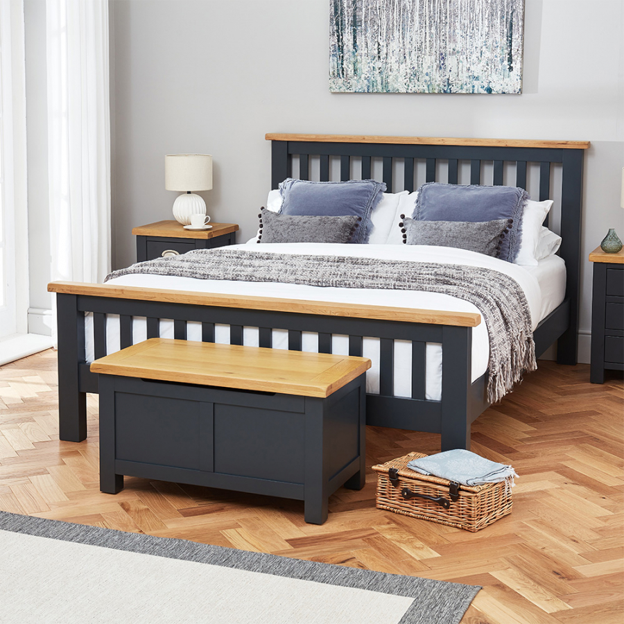 Cotswold Charcoal Grey Painted Blanket Storage Box | The Furniture Market