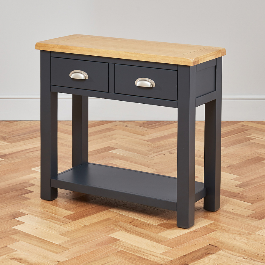 Cotswold Charcoal Grey Painted 2 Drawer Hall Console Table | The ...