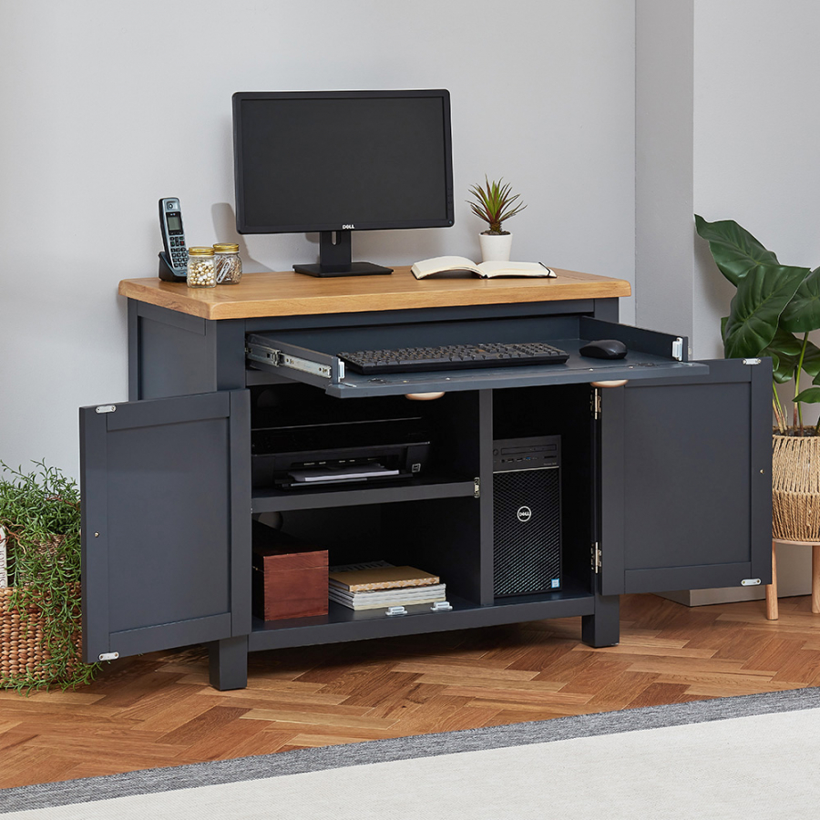 Cotswold Charcoal Grey Painted Hideaway Computer Desk | The Furniture ...