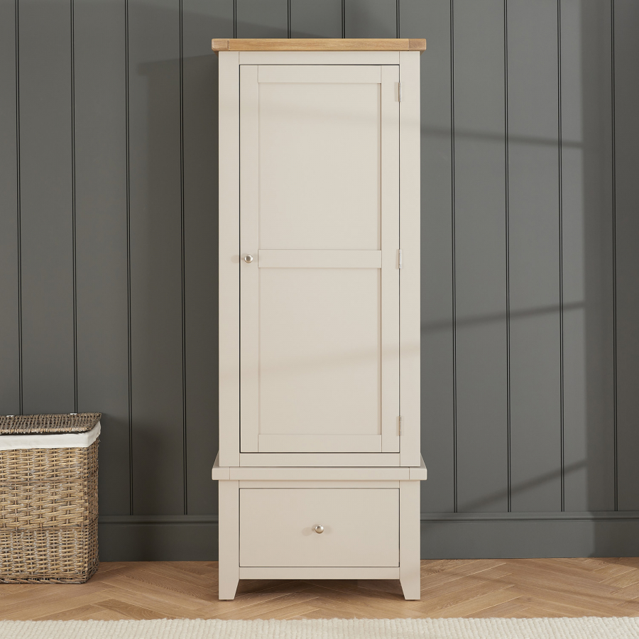 Cheshire Dove Grey Painted Single 1 Door Wardrobe with Drawer | The ...