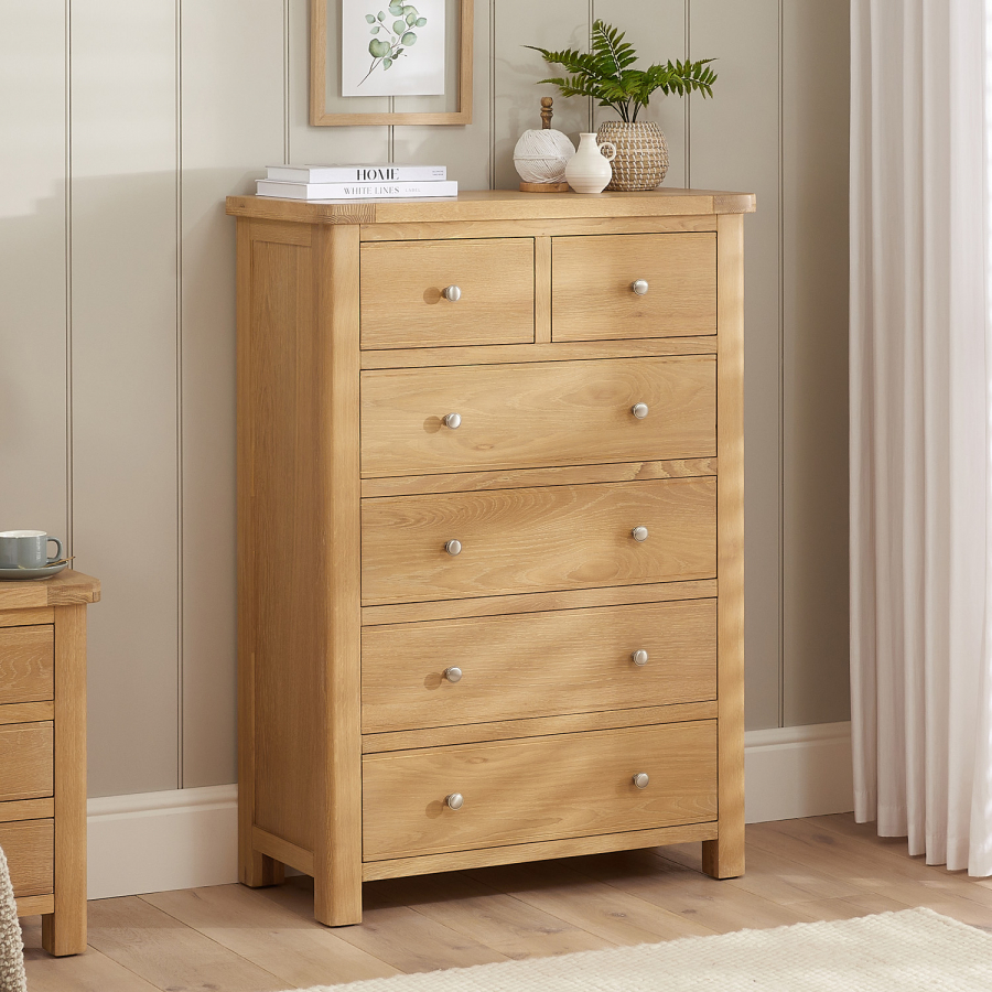 Marbury Oak 2 over 4 Drawer Chest | The Furniture Market