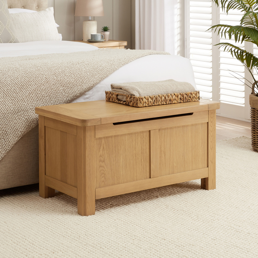 Marbury Oak Blanket Bedding Box | The Furniture Market