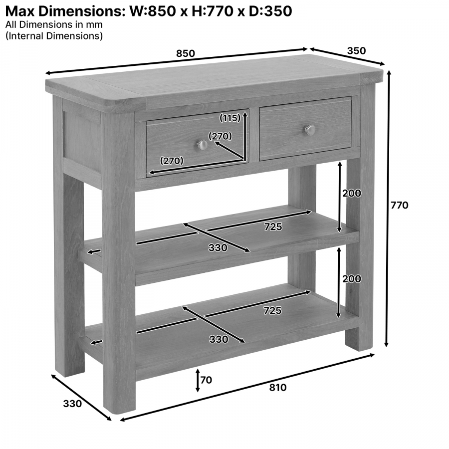 Marbury Slate Grey Painted 2 Drawer Hall Console Table | The Furniture ...