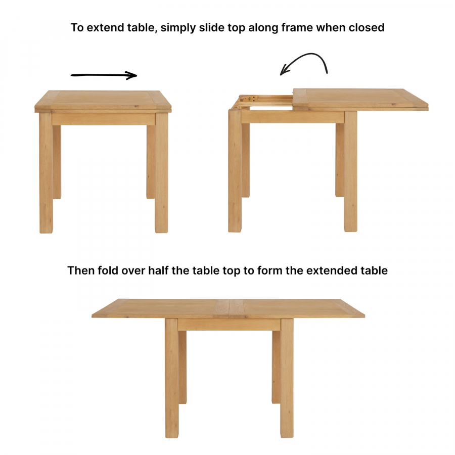 Marbury Oak Flip Top Extending Dining Table with 4 Scoop Linen Dining ...