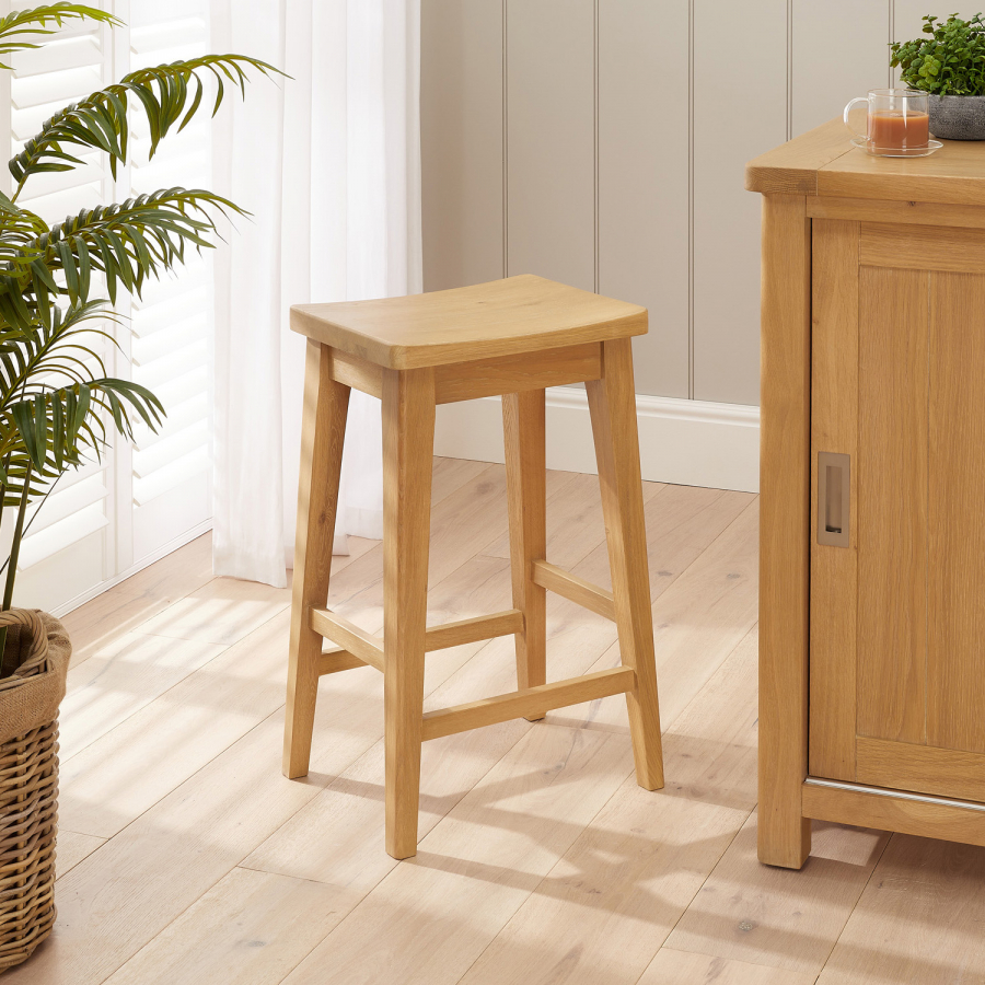 Marbury Oak Low Bar Counter Stool | The Furniture Market