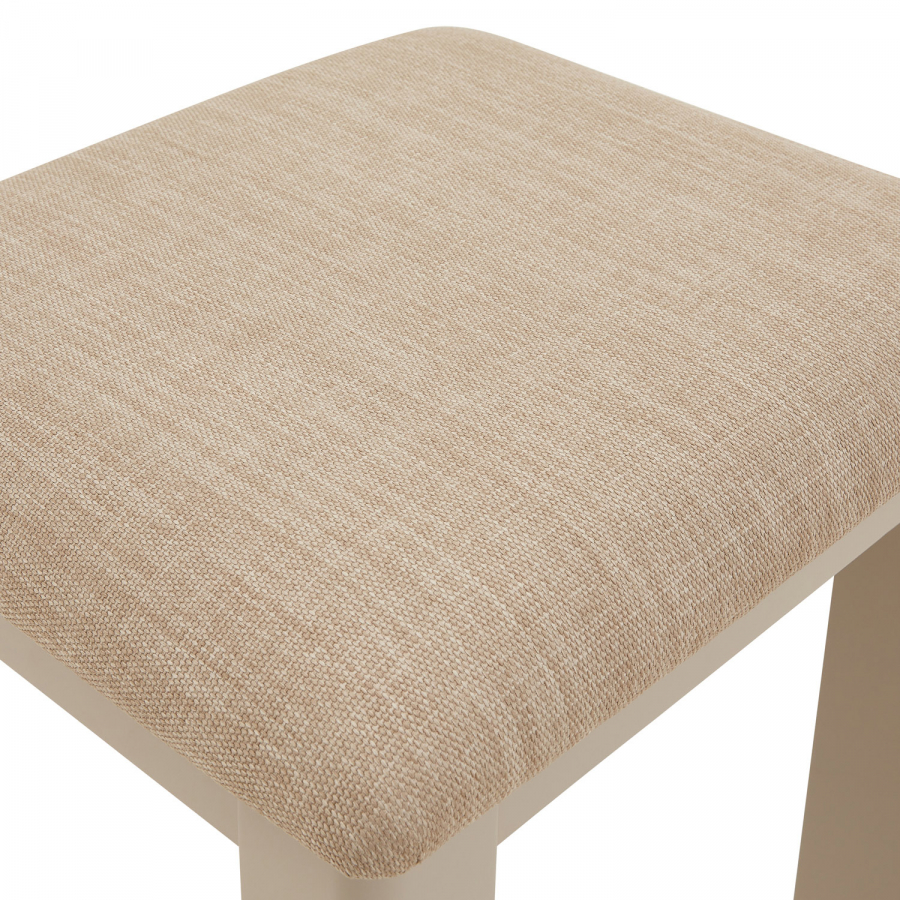 Marbury Putty Grey Painted Dressing Table Stool with Natural Fabric ...