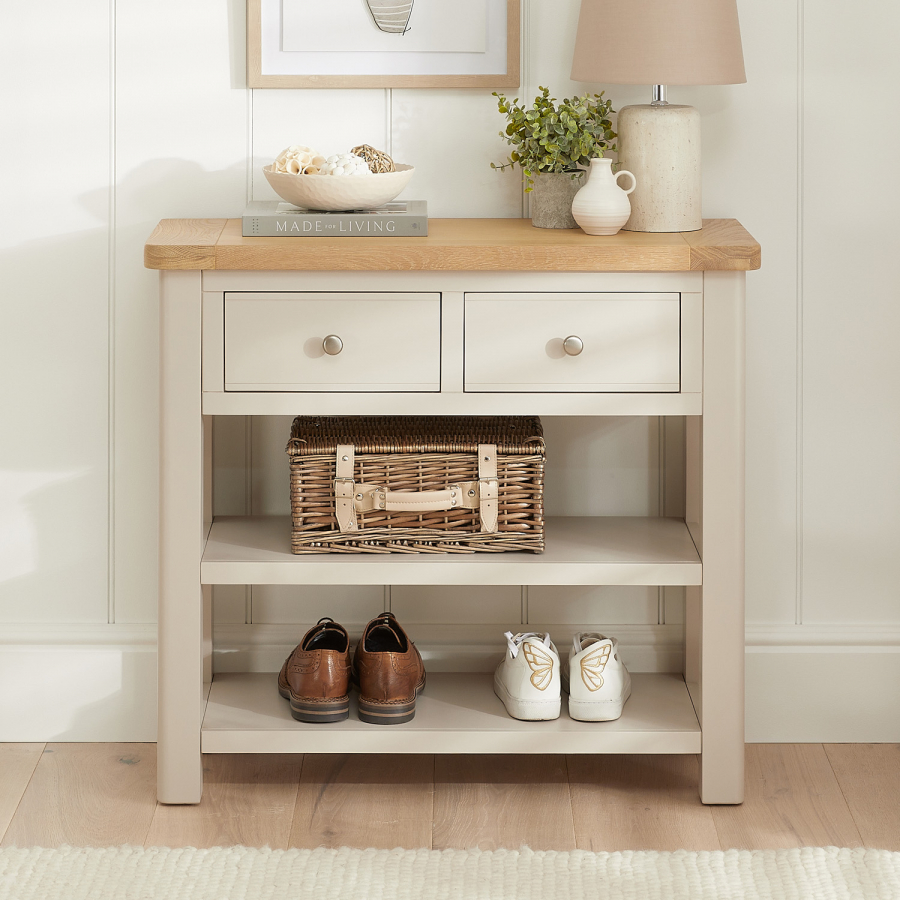Marbury Putty Grey Painted 2 Drawer Hall Console Table | The Furniture ...
