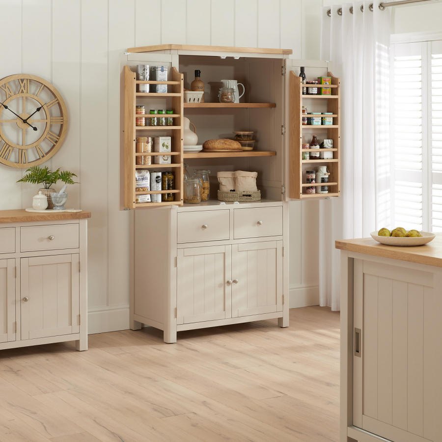 Marbury Putty Grey Painted Double Kitchen Larder Pantry Cupboard | The ...