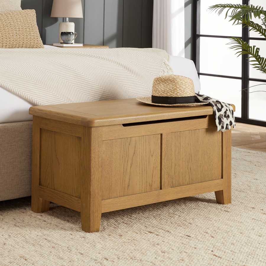 Cotswold Rustic Smoked Oak Blanket Bedding Box | The Furniture Market
