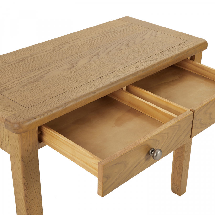 Cotswold Rustic Smoked Oak 2 Drawer Dressing Table Set with Mirror ...