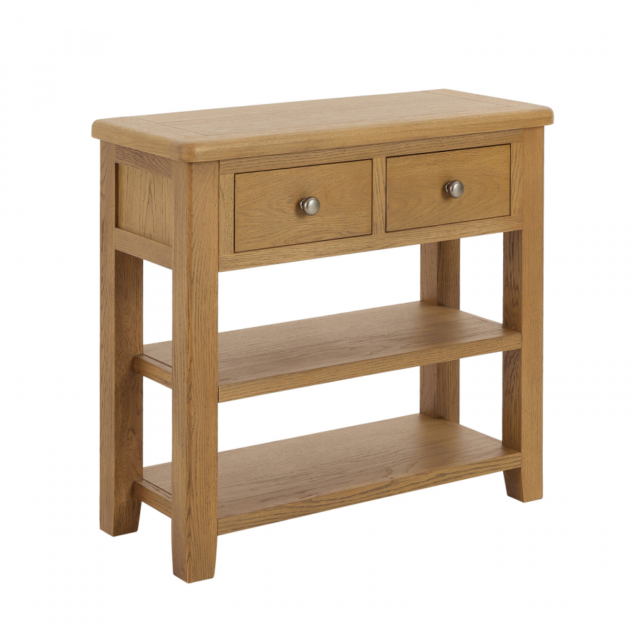 Cotswold Rustic Smoked Oak 2 Drawer Hall Console Table | The Furniture ...