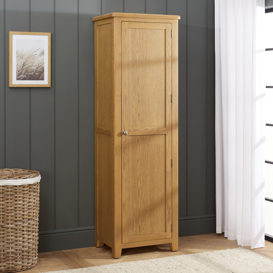 Cotswold Rustic Smoked Oak Single Shaker Linen Cupboard | The Furniture ...