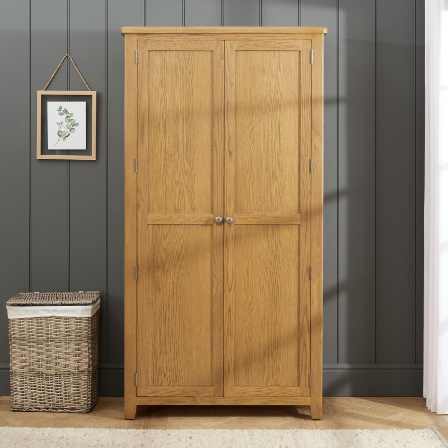 Cotswold Rustic Smoked Oak Double Shaker Linen Cupboard | The Furniture ...