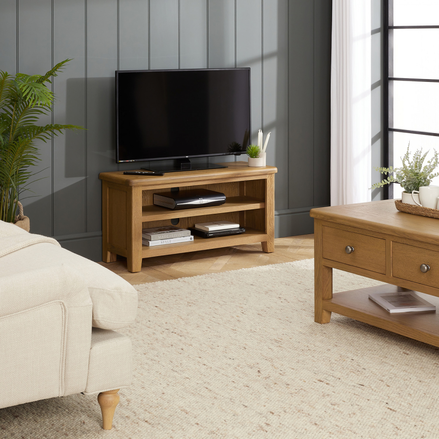 Cotswold Rustic Smoked Oak Small TV Unit – Up to 50” TV Size | The ...