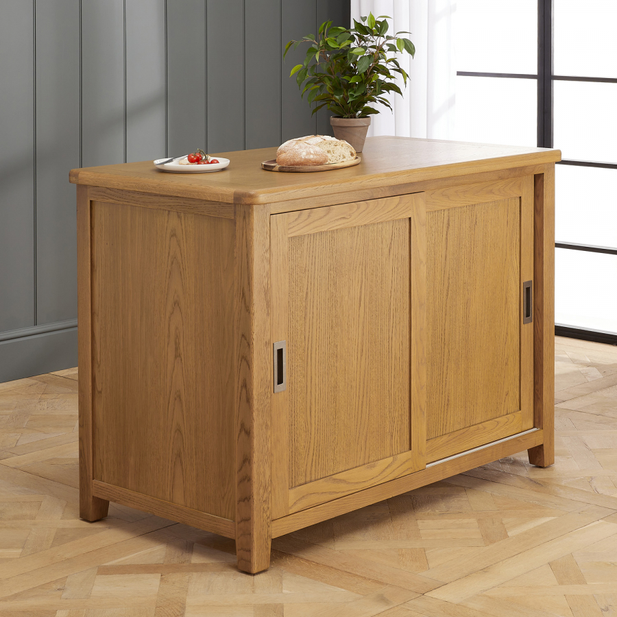 Cotswold Rustic Smoked Oak Kitchen Island with Bar Table Top (2 Seater ...