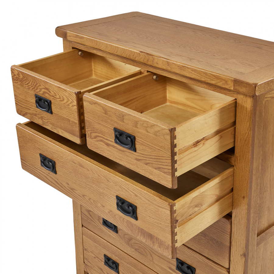 Rustic Oak 2 over 4 Drawer Large Tall Chest of Drawers | The Furniture ...