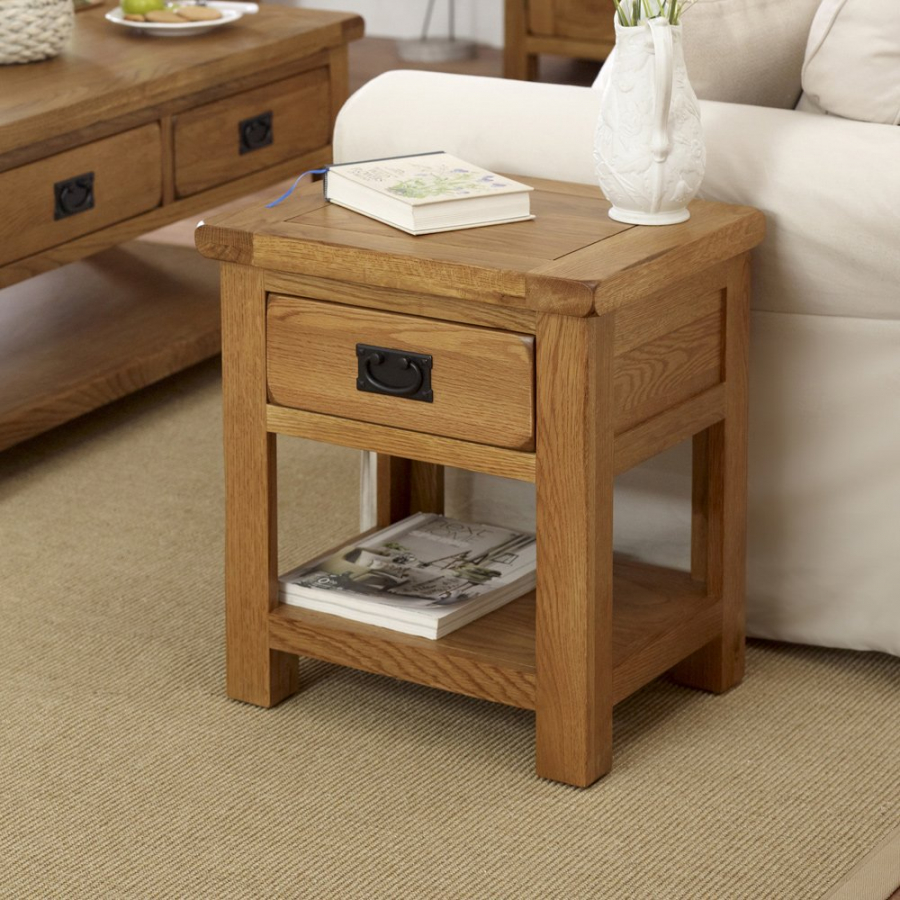 Rustic Oak Lamp Table | The Furniture Market