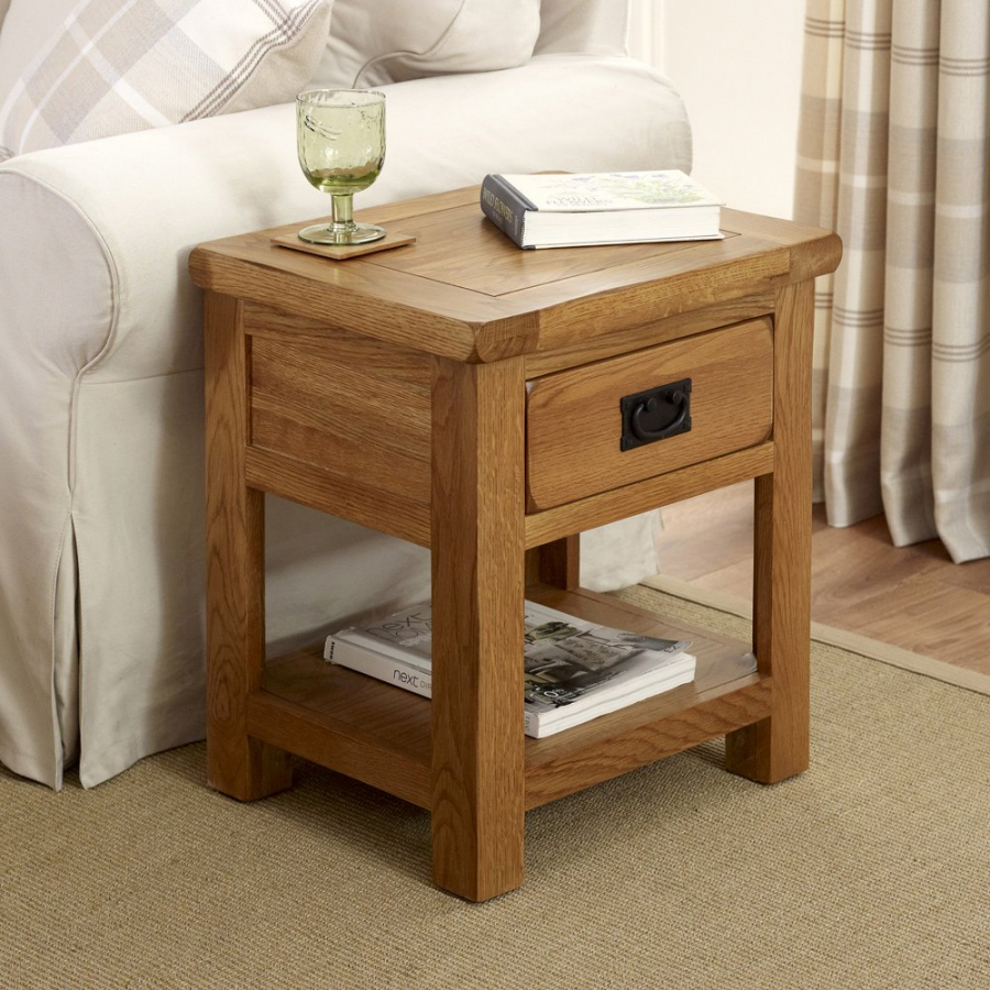 Rustic Oak Lamp Table | The Furniture Market